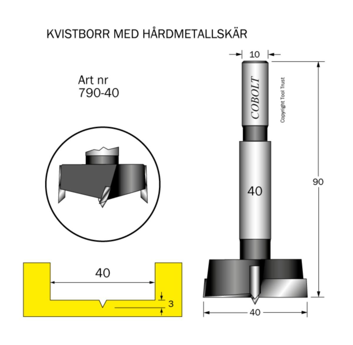 Kvistborr hm cobolt d40 tl90 s10 - kvistborr cobolt hm