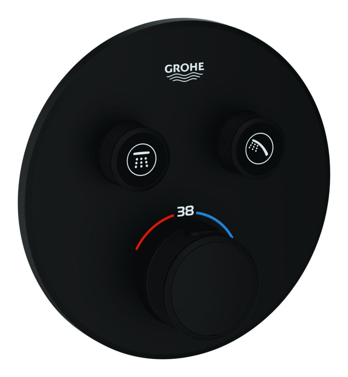 Grohe inbyggn.termostat smart control, 2 vent, svart - te...