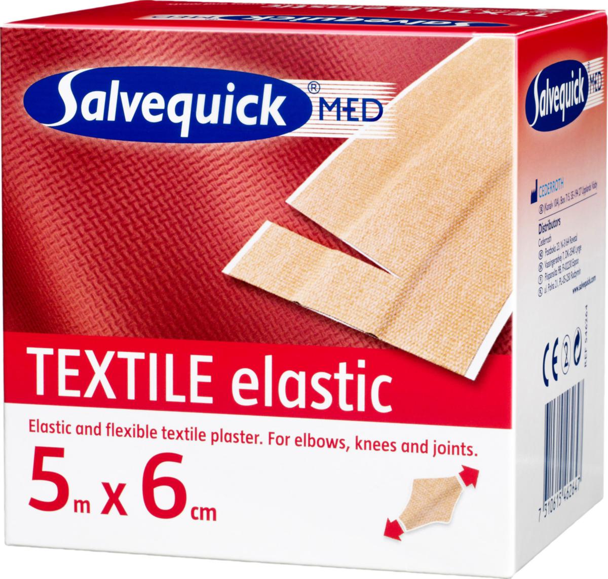 Plåster salvequick 546264 textil elastic 6cm x 5m - plåst...