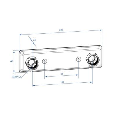 Trio mixer bracket 160c/c d-l 15/12 cu, stainless - mixer...