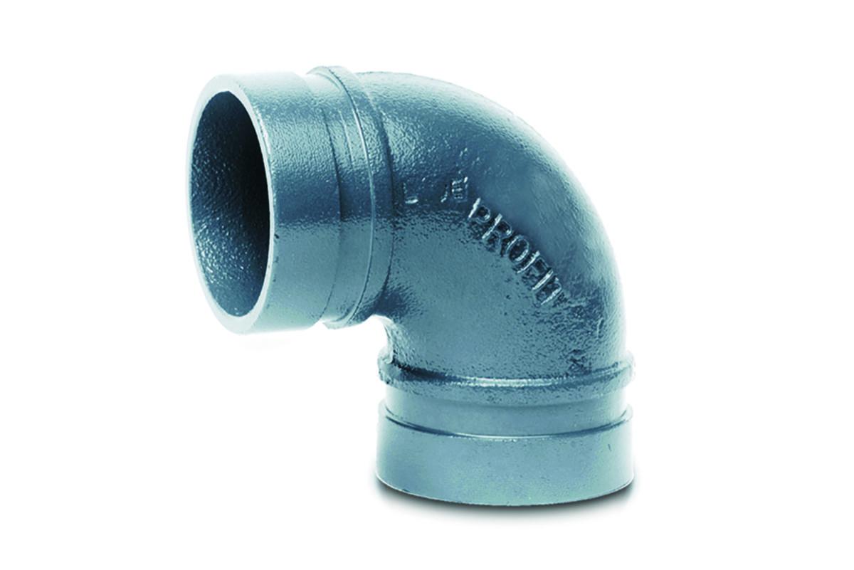 Grooved galvad 90° elbow dn65 - grooved bend 90º, galvani...