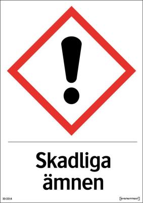 Skadliga ämnen 210x297 mm hårdplast - kemisk märkningskyl...