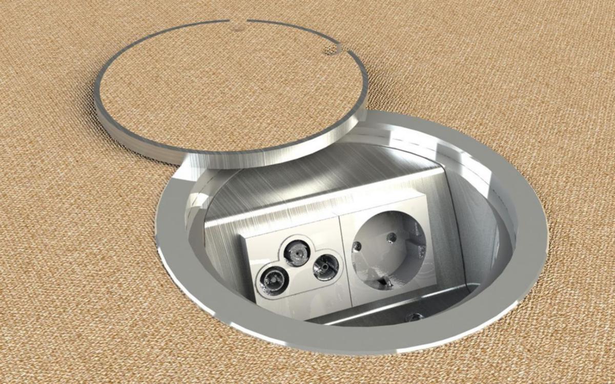 Floorbox round alu double - floor box round double | Ahl...