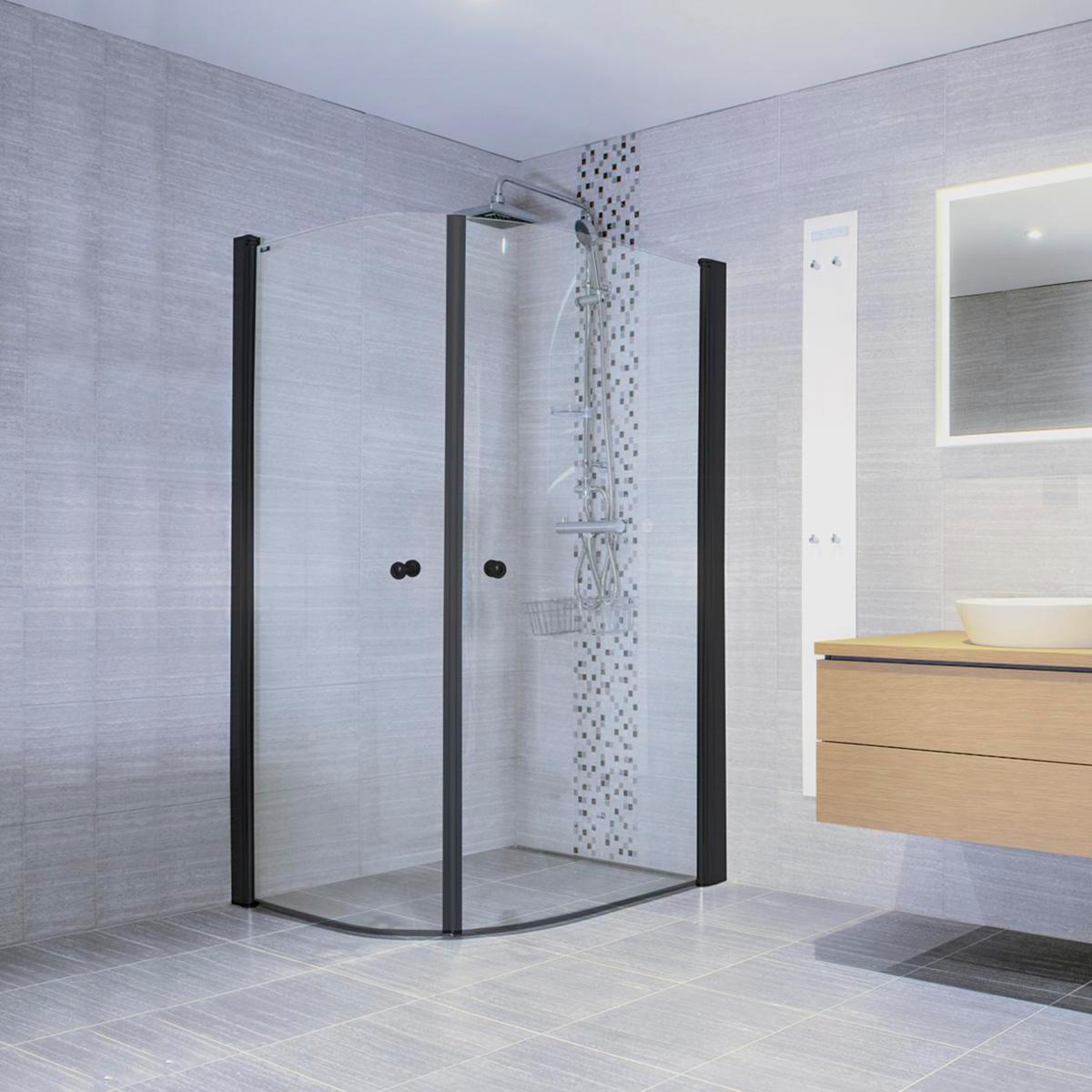 Arrow round 80 duschvägg.svart rundad. 5252-80 - duschväg...