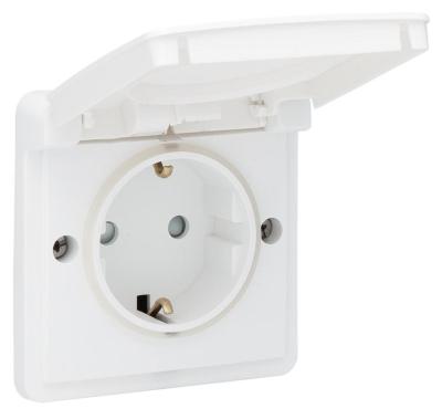 Uttag 1-vägs ip55 16a. vit 701-36805 - vägguttag med luck...